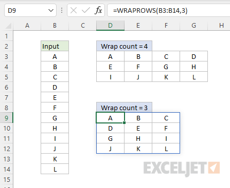 Excel WRAPROWS function | Exceljet